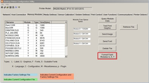 How to delete files or format the Printer memory using DMX Config