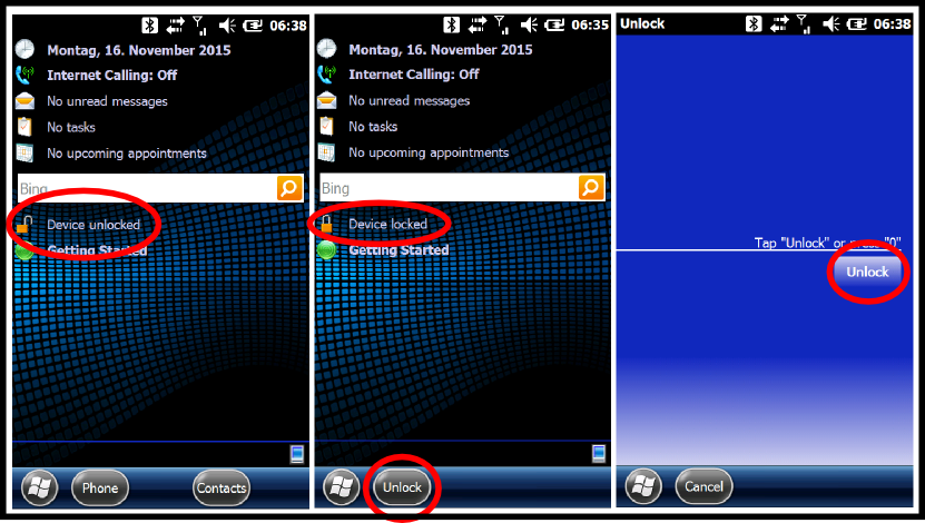 How to lock the touch screen of a Windows Embedded Handheld Mobile device?