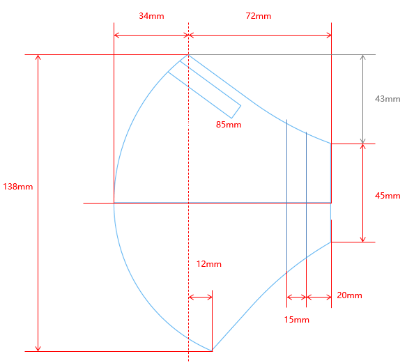 Dimensions for Dual Layer Face Covers