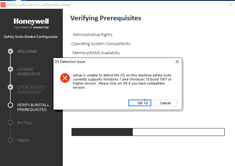 OS Compatibility crossmark on checklist installing Safety Suite Device ...