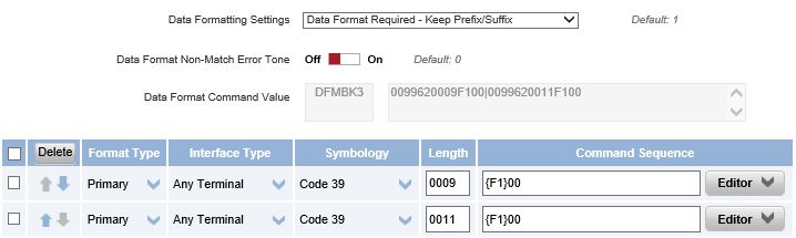Data formatting that will allow a bar code to be ignored