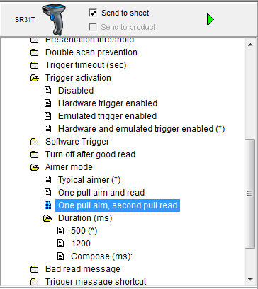 Is it possible to configure SR31 (1D model) to read barcodes only in ...