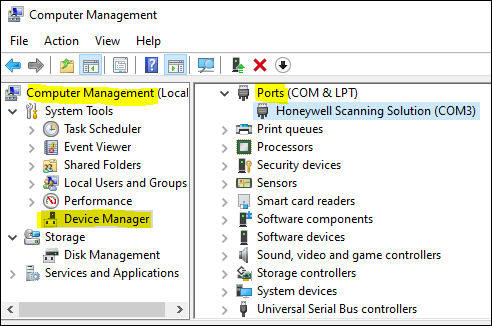 How to change the COM port assigned to a Honeywell scanner in USB COM ...