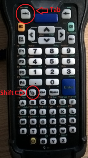 Where to find the Shift and Tab keys on the CK71 keyboard