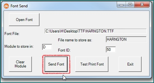How to download fonts to the printer using DMXConfig Configuration Utility?