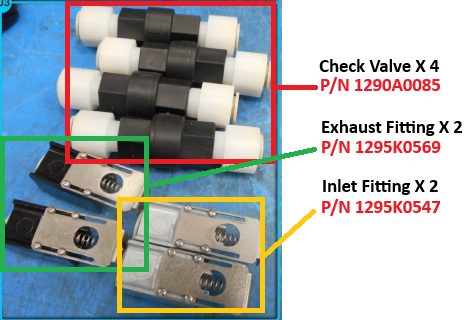 What are the part numbers for the check valves used in the Vertex pump ...