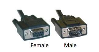 What is the difference between an RS232 Female and Male connector?