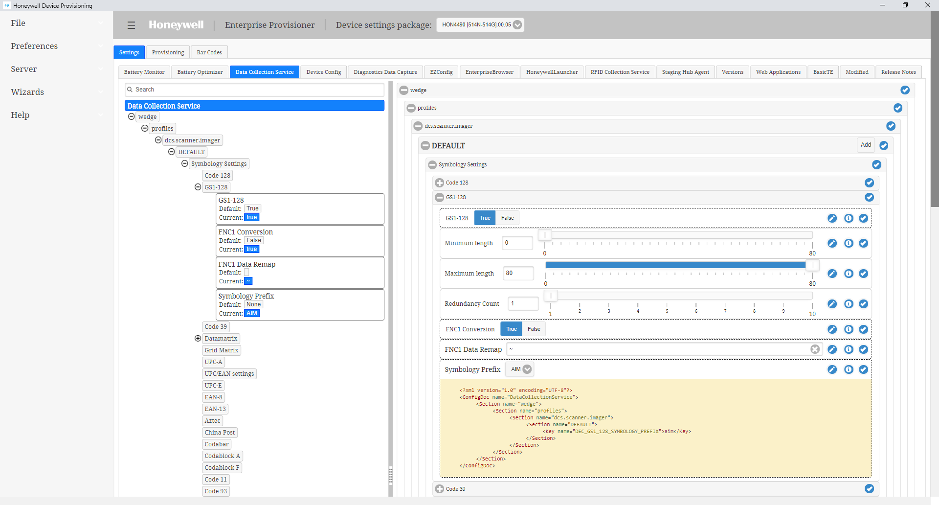GS1-128/ GS1 DataMatrix AIM ID Group Separator Remapping
