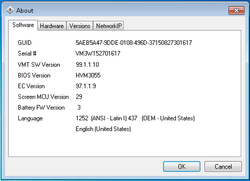 Where to find the Software and driver information on a Thor VM3?